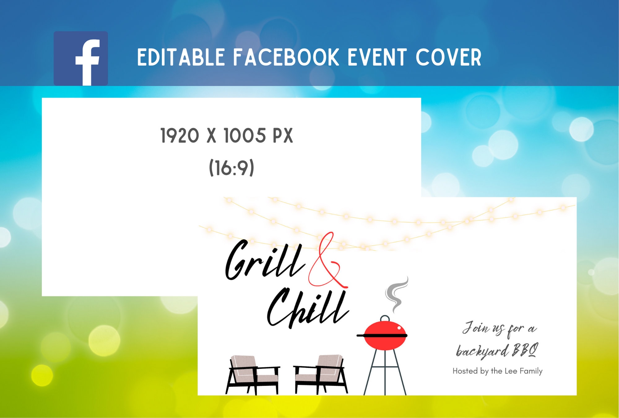 Grill & Chill BBQ Facebook Event Cover Template, Summer Cookout ...
