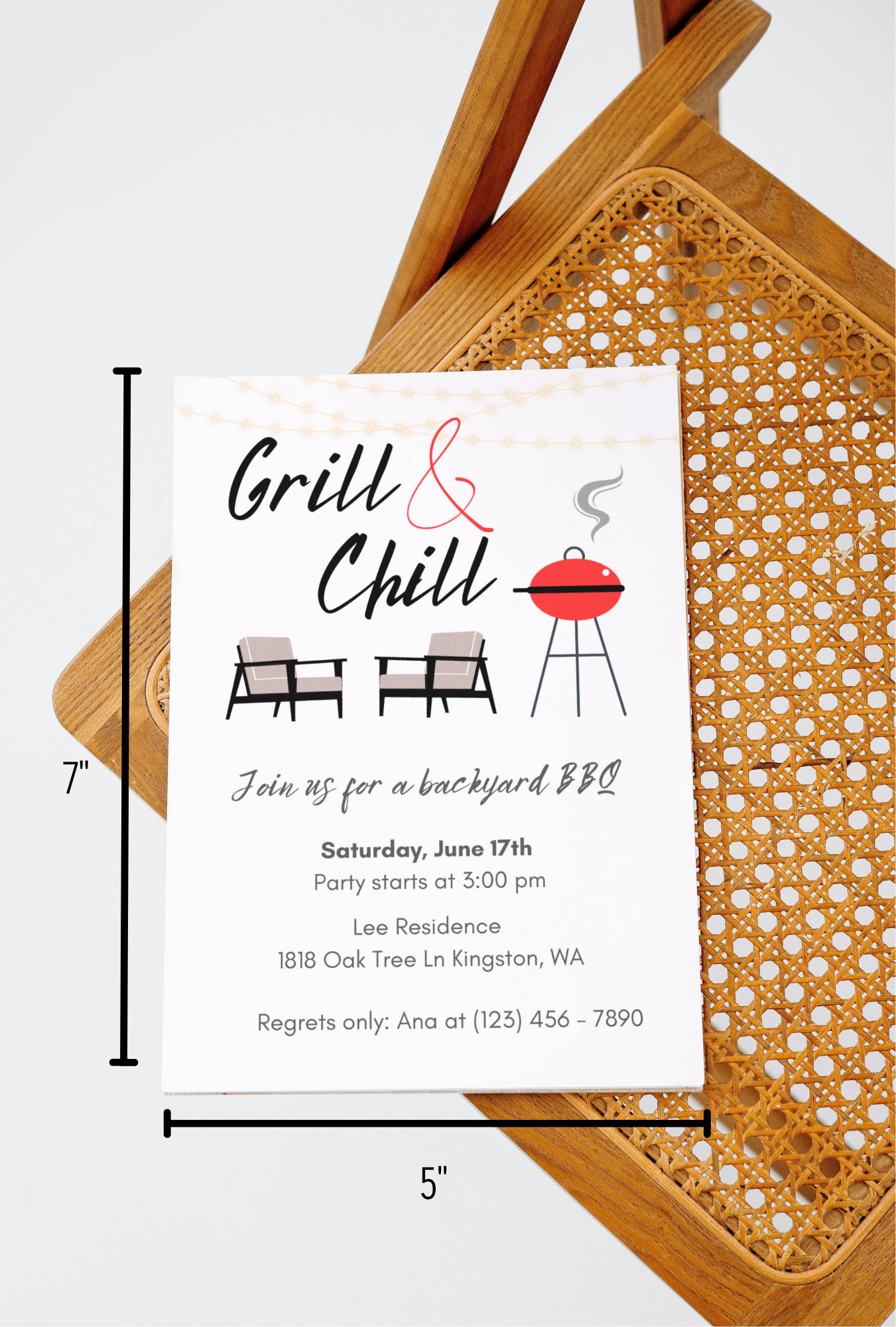 Grill & Chill BBQ Invite, Summer Cookout Invitation, 4th of July Party ...