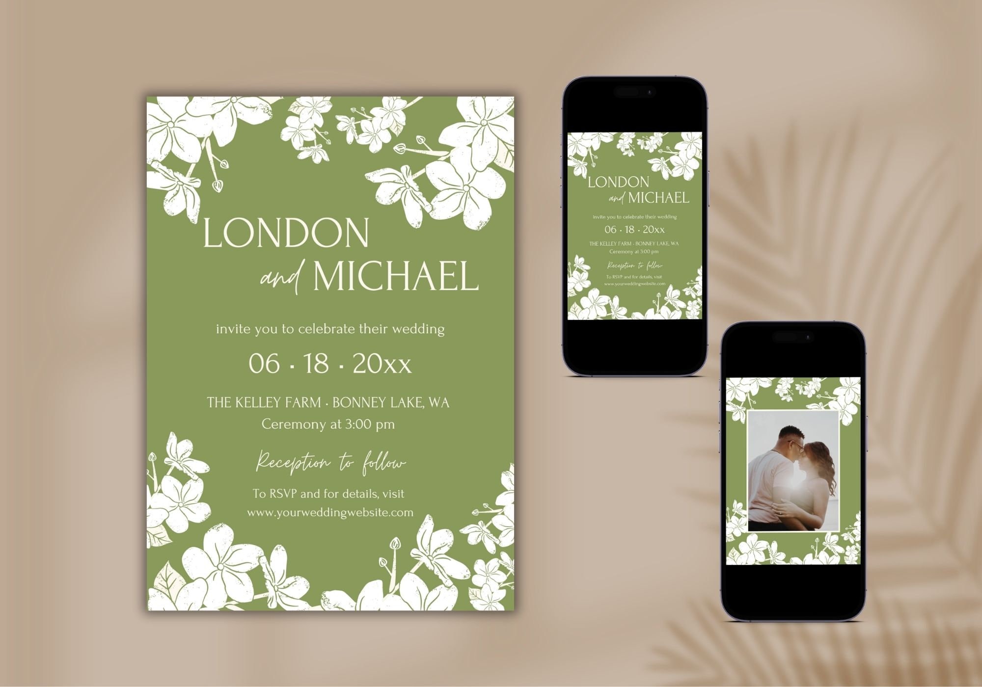 Green Wedding Invitation, Sage Wedding Invitation, Sampaguita Flowers ...