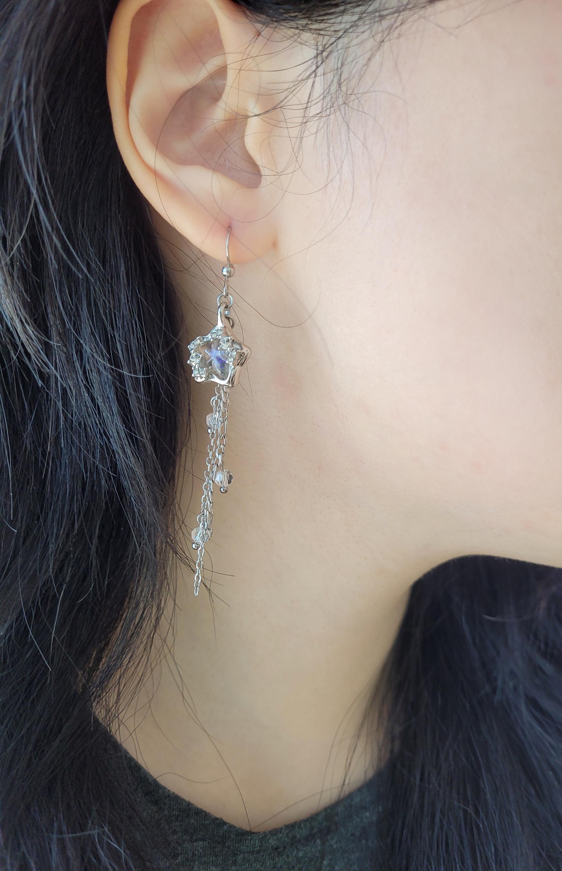 Shooting Star Drop Earrings | Fantasy Silver Dangle Earrings | Y2k Star ...
