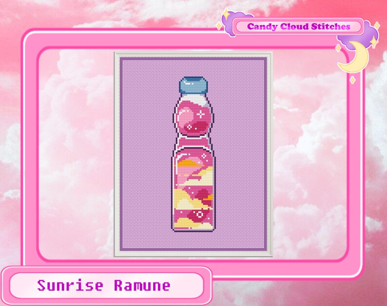 Ramune Bottle - Sunrise Flavor - Kawaii Cross Stitch Pattern PDF - Etsy