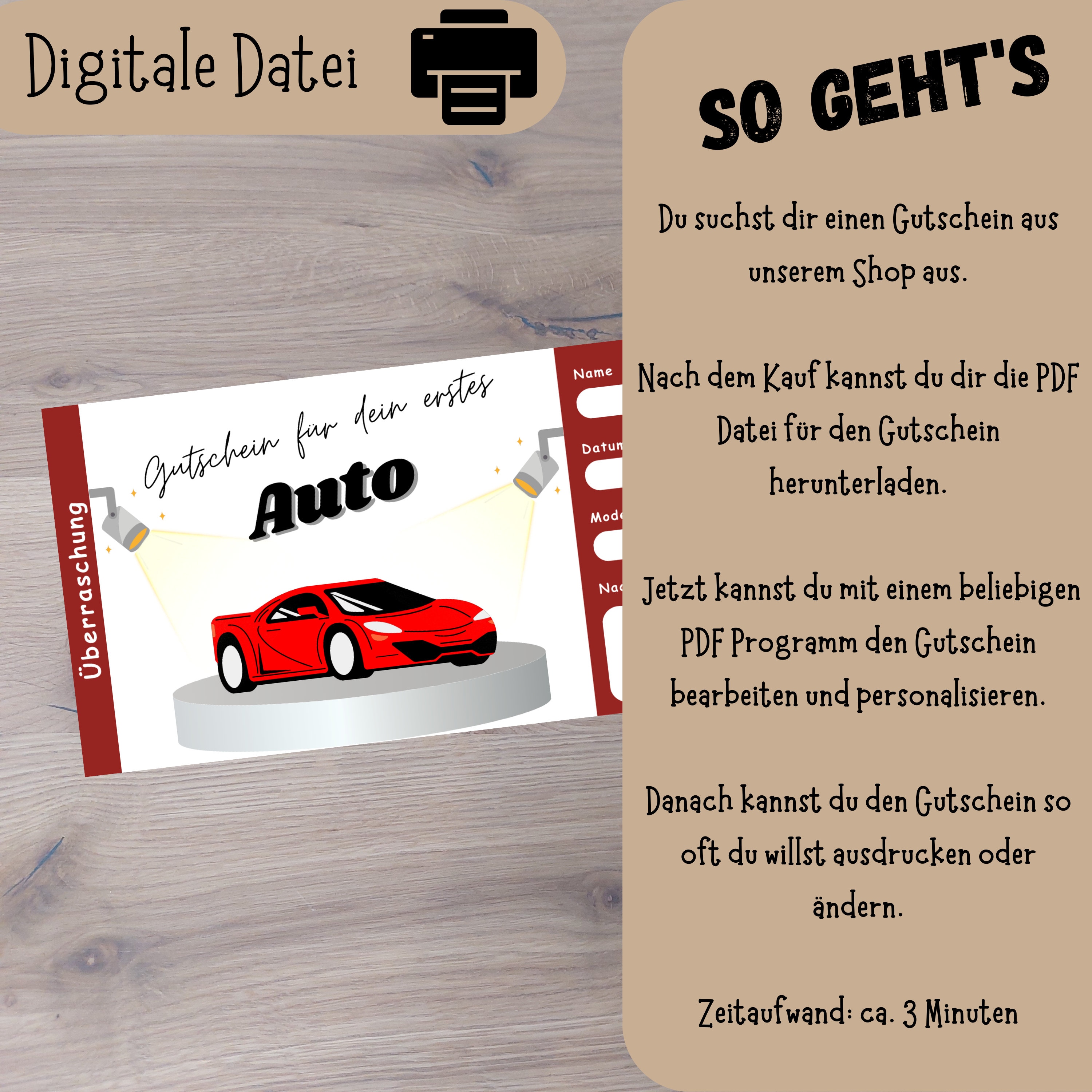Car Voucher, First Car, Print Voucher, Voucher Card, Gift Man, Gift ...