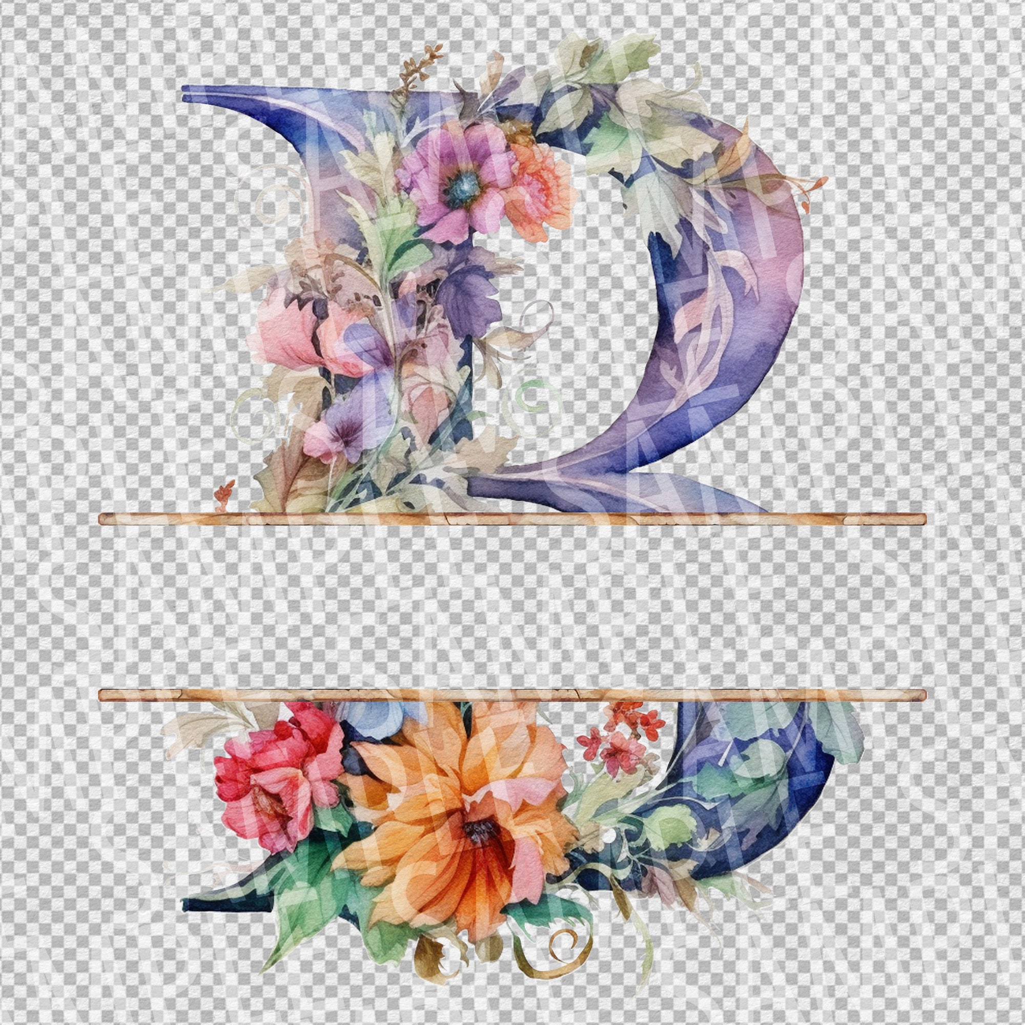 Watercolor Floral Monogram Clipart PNG, Logo, Letter B, Transparent ...