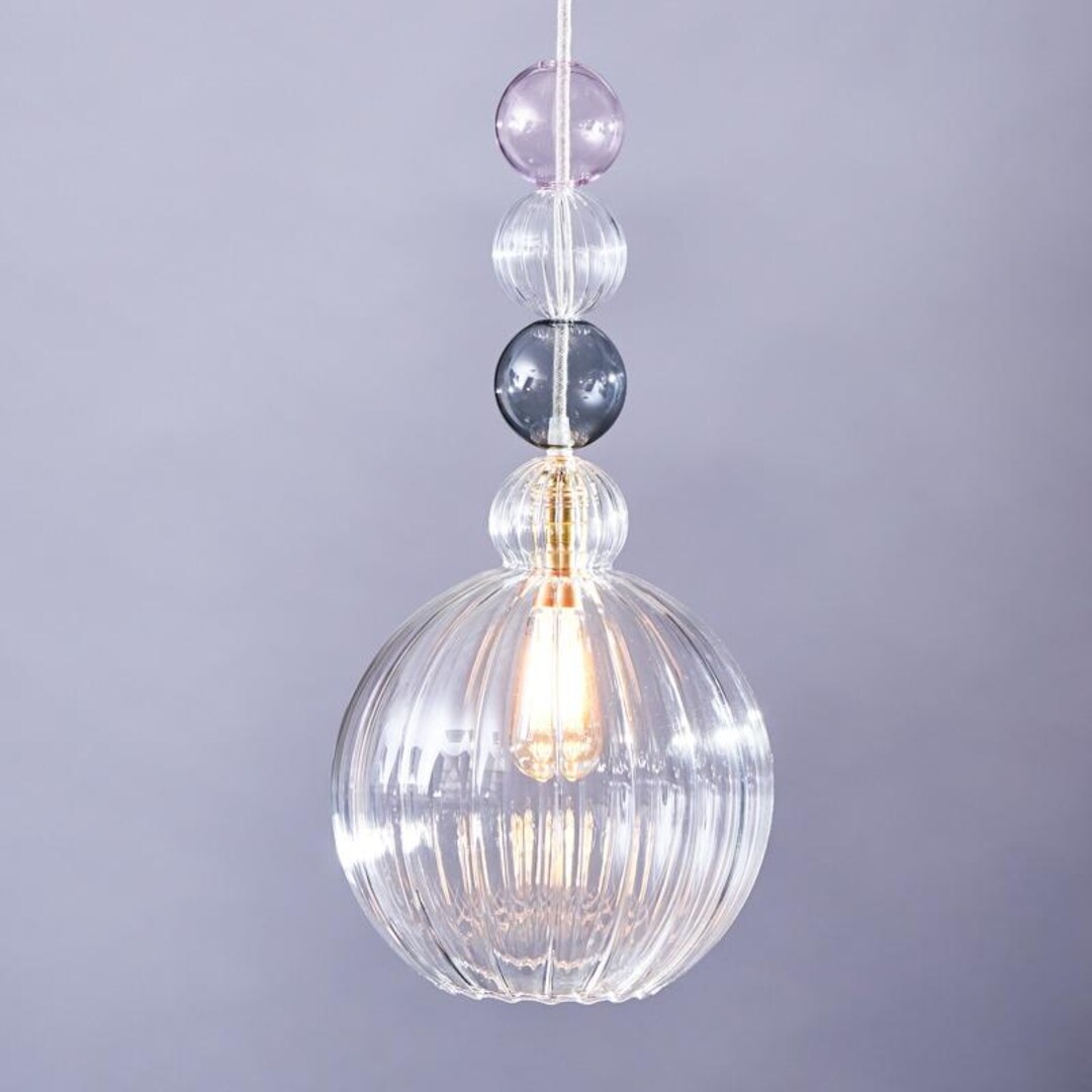 Hand-blown Faceted Glass Pendant Light, Elegant Handmade Decor - Etsy