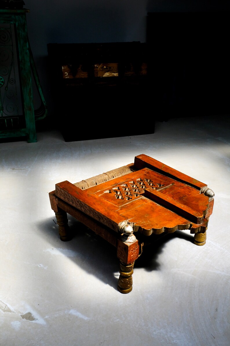 Vintage Rajasthan Pidha Chair: Dark Teak Wood, Exquisite Carvings ...