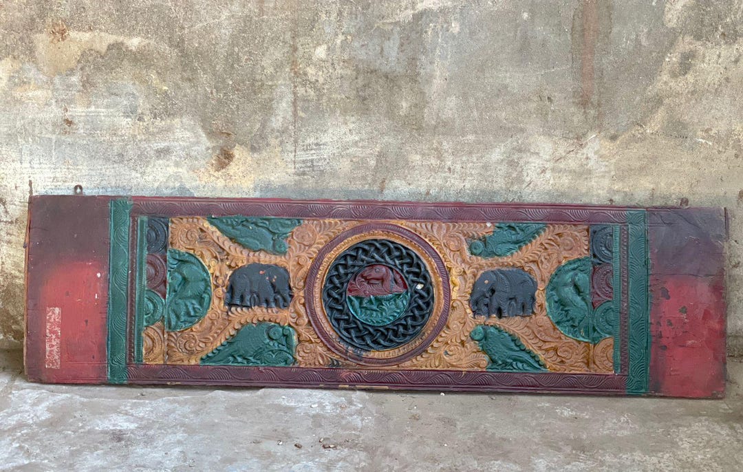 Antique Indian Teakwood Wall Panel Beautifully Hand-carved Wooden Art ...