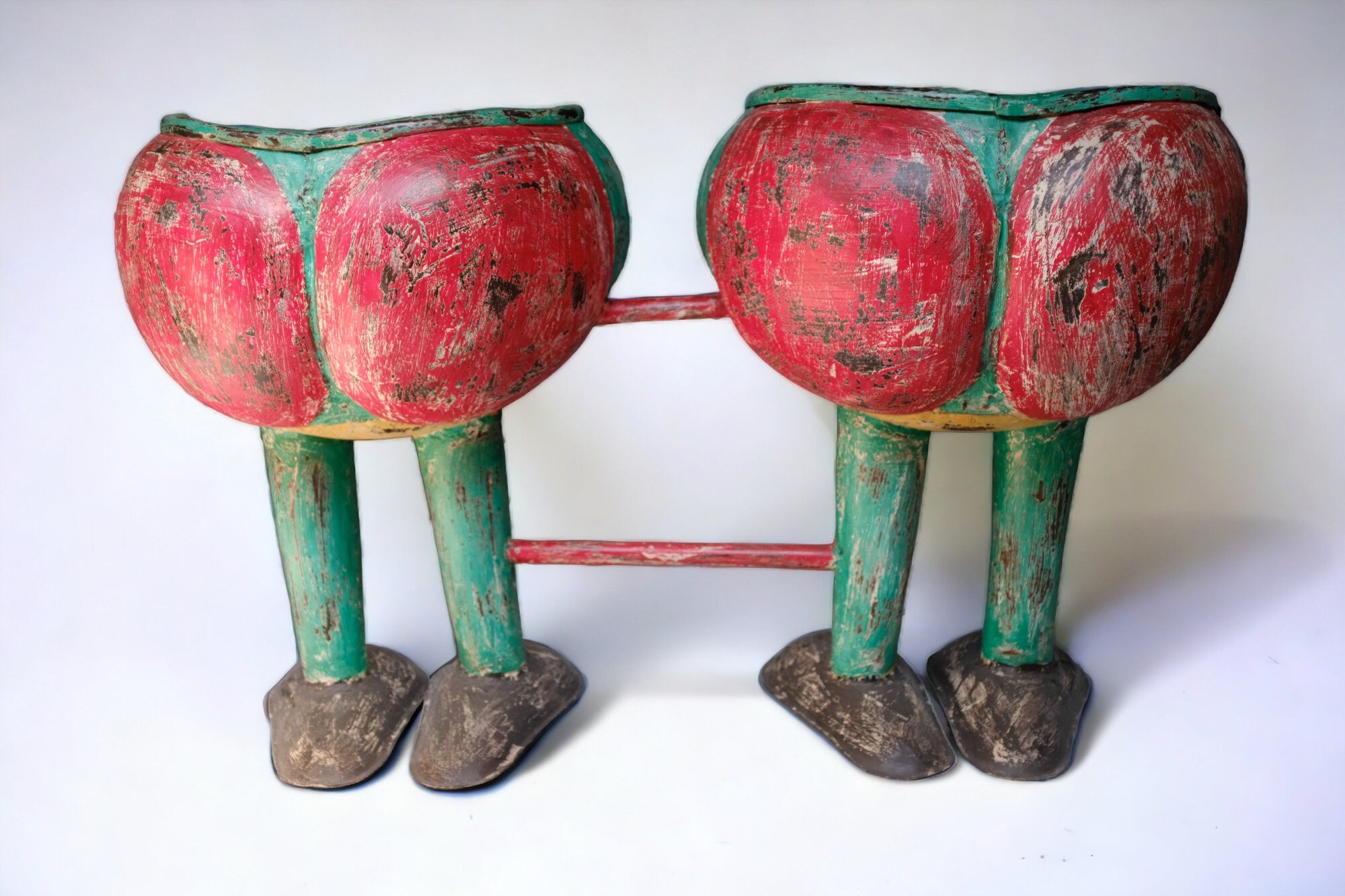 Vintage 1950s Indian Funfair Seats, Hand-carved Wooden Benches From ...