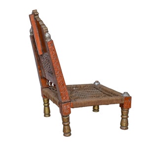 Vintage Rajasthan Pidha Chair: Dark Teak Wood, Exquisite Carvings ...