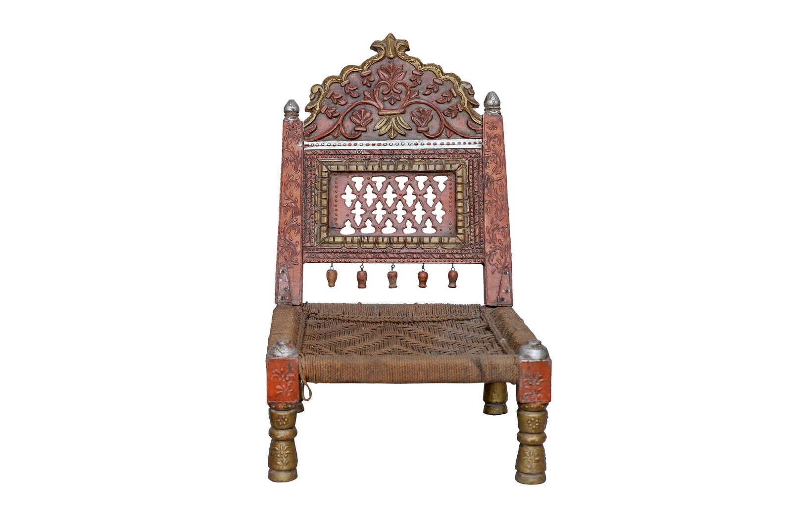 Vintage Rajasthan Pidha Chair: Dark Teak Wood, Exquisite Carvings ...