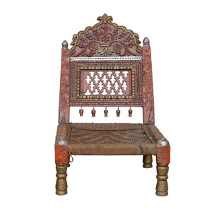 Vintage Rajasthan Pidha Chair: Dark Teak Wood, Exquisite Carvings ...