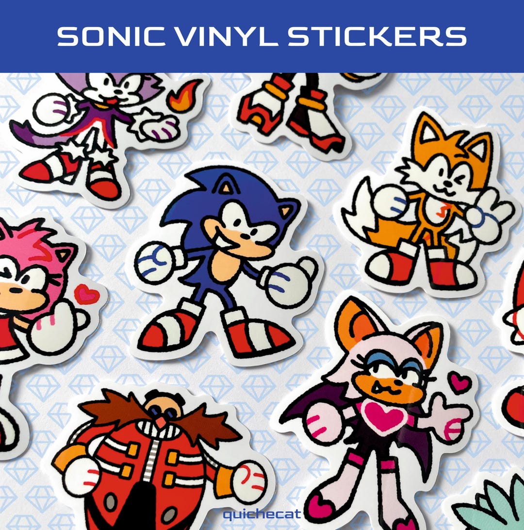Sonic and Friends - Vinyl Stickers (sonic the Hedgehog, Tails, Knuckles ...