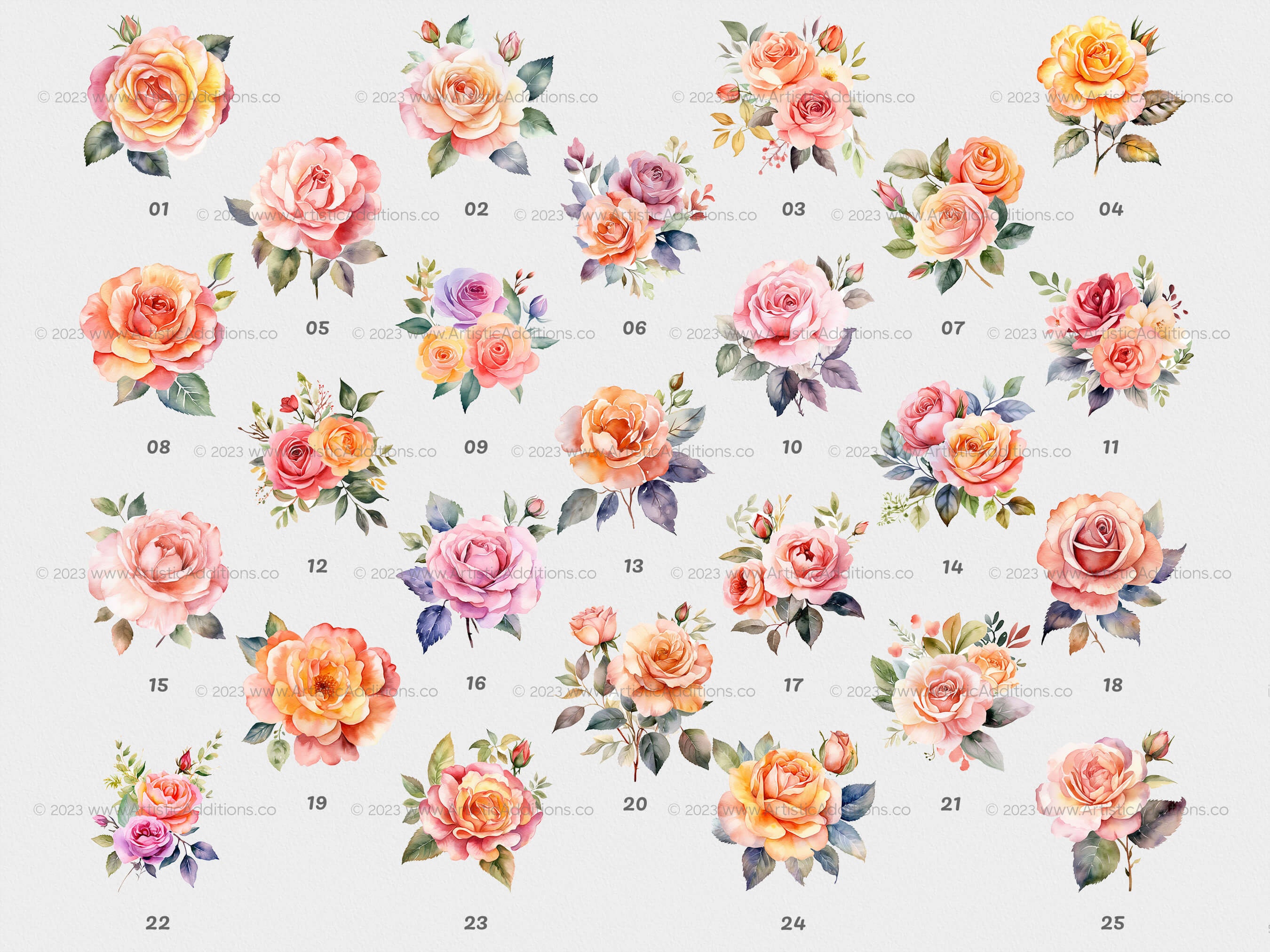 50 PNG Juliet Rose Floral Clipart Collection: Watercolor Wild Flowers ...