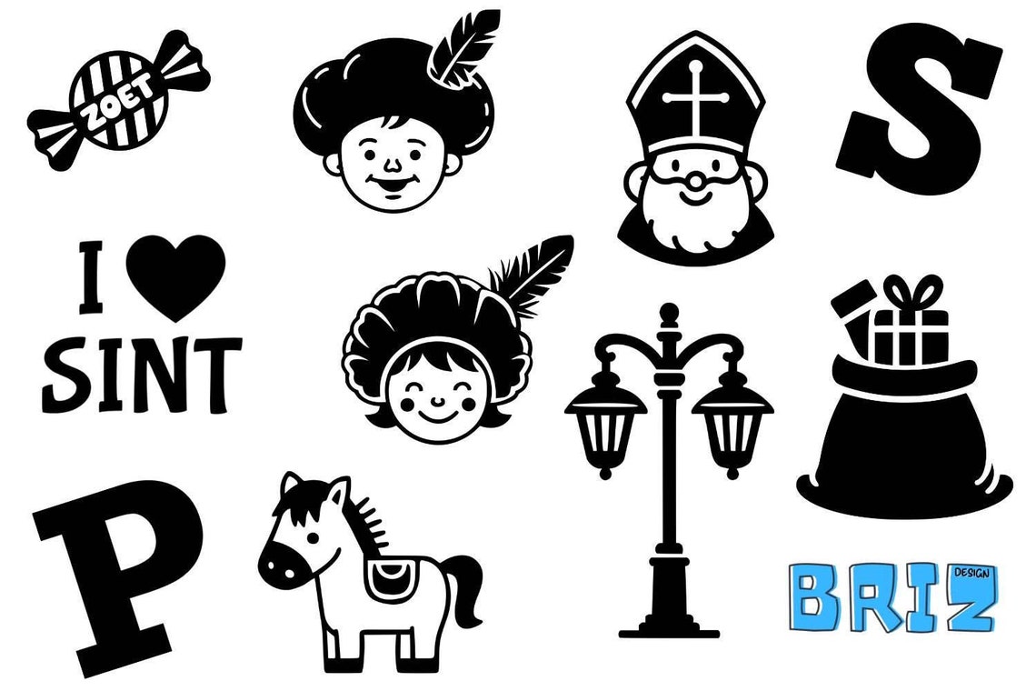 Sint en Piet - snijbestanden - SVG en PNG - Etsy Nederland