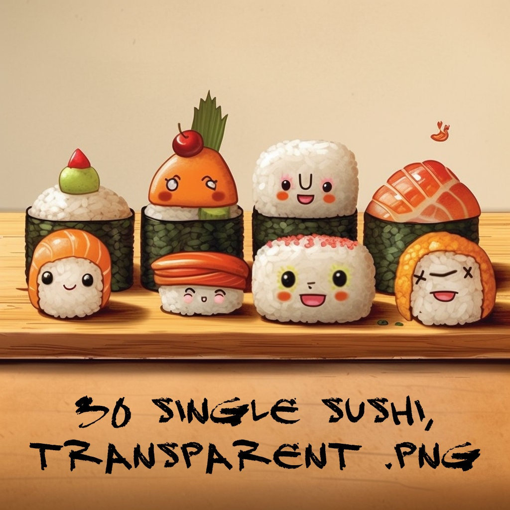 25 CUTE JAPANESE SUSHI Cartoons, Transparent .png, High Quality ...