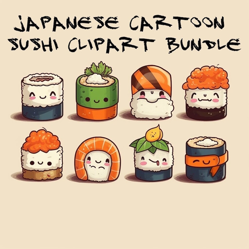 25 CUTE JAPANESE SUSHI Cartoons, Transparent .png, High Quality ...