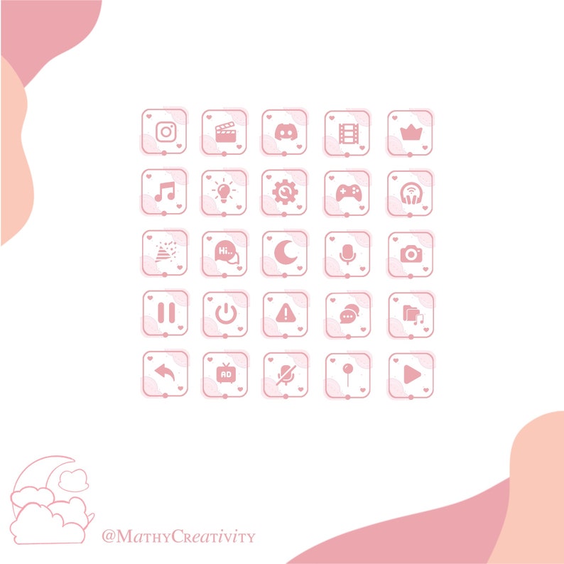 Pink Heart Icons 50 Stream Deck Icons Streamers, Streaming, Twitch ...