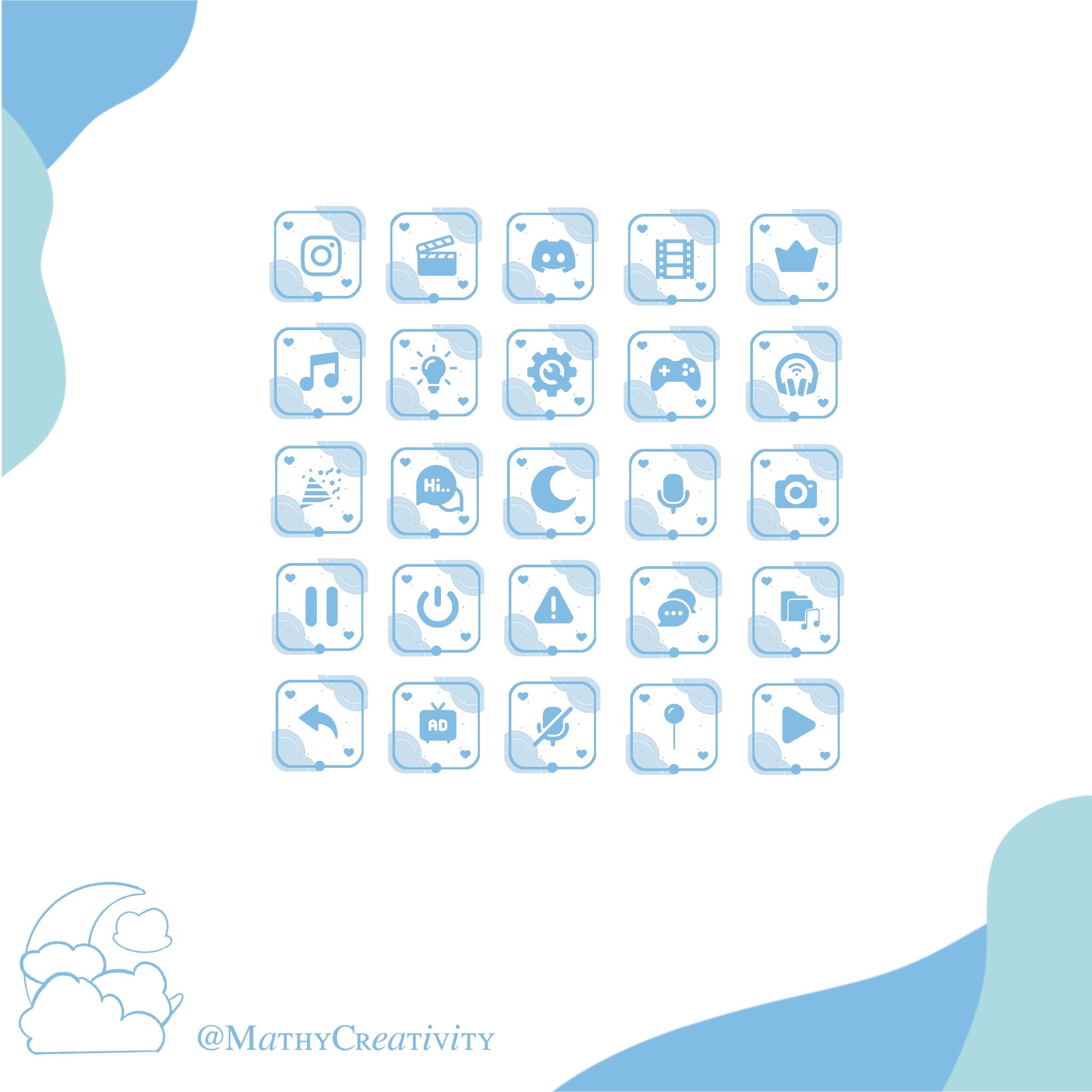 Blue Heart Icons 50 Stream Deck Icons Streamers, Streaming, Twitch ...