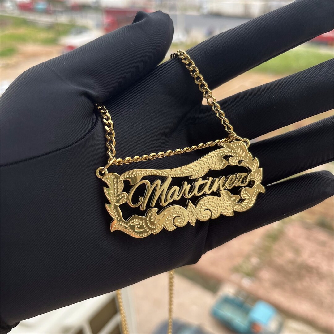 Nameplate Necklace With Cuba Chain, 3D Name Necklace, Custom Name ...