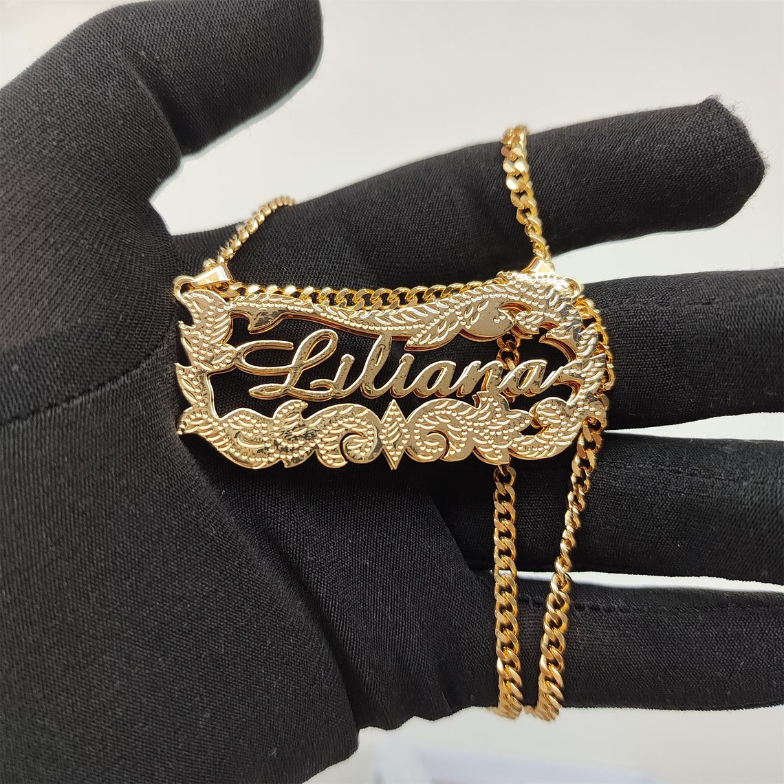 Double Plate Nameplate Necklace Custom Name Necklace Name - Etsy