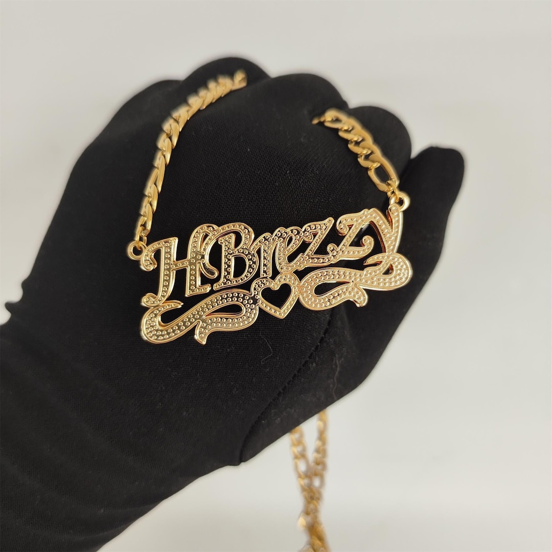 Double Layer Nameplate With Heart, Custom Name Necklace, 3D Double ...