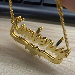 Custom Nameplate Necklace, 18K Gold Filled Nameplate Necklace, 3D Name ...