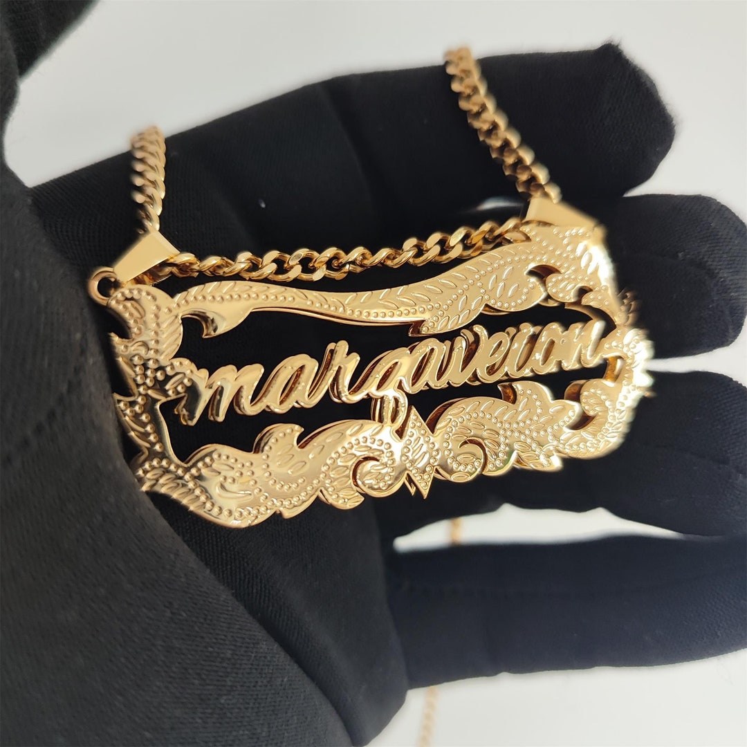18K Gold Filled Two Tone Name Necklace, Nameplate Necklace, Custom Name ...