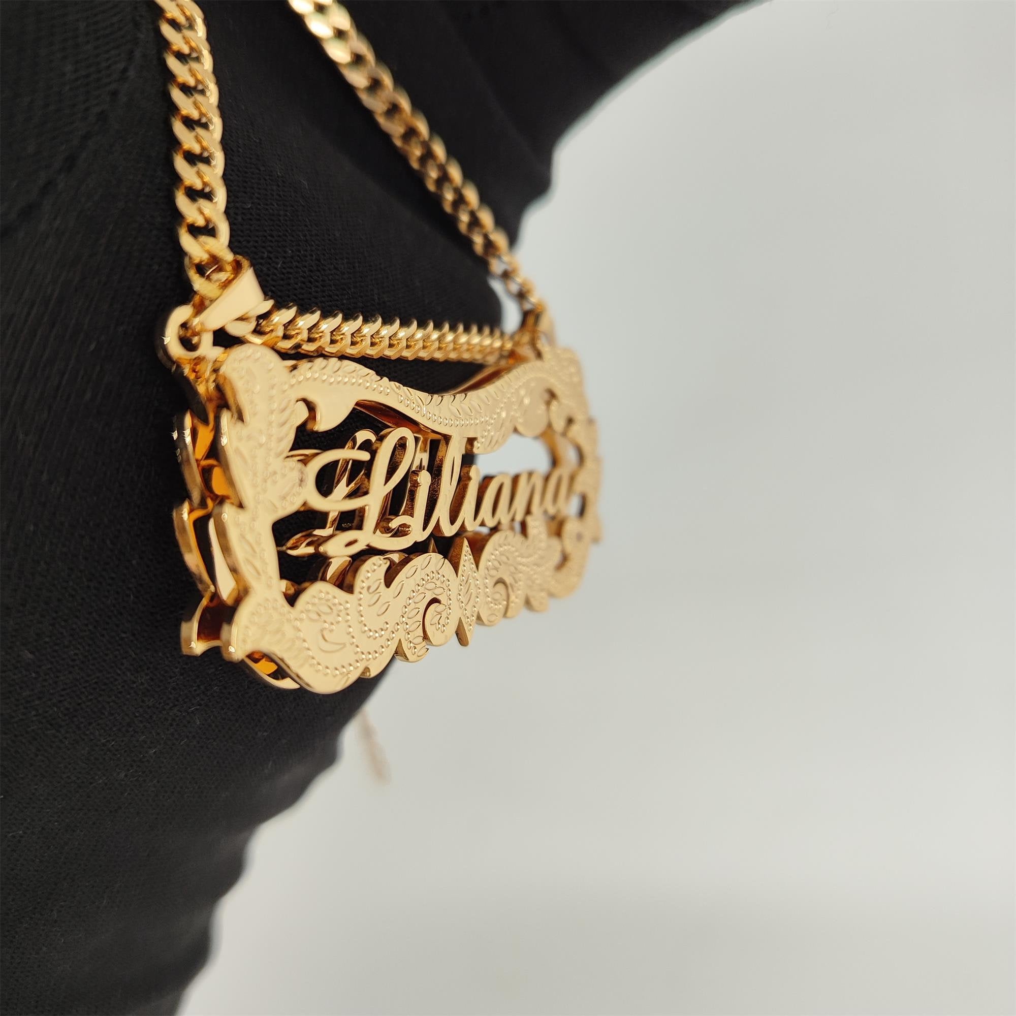Double Plate Nameplate Necklace Custom Name Necklace Name - Etsy