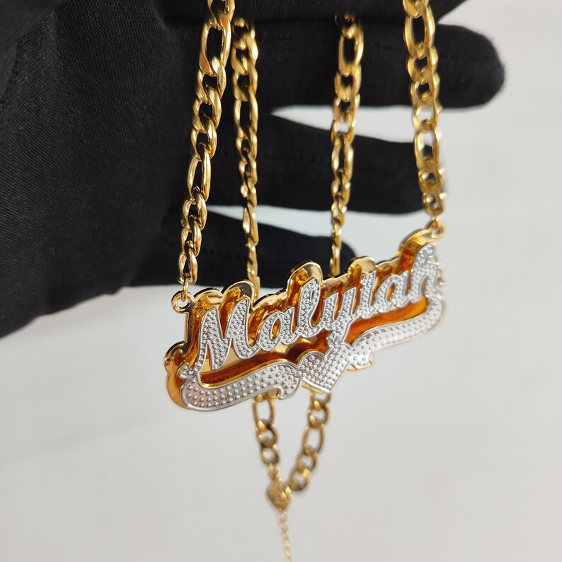 18K Gold Filling Nameplate Necklace, Name Necklace, Personalized ...
