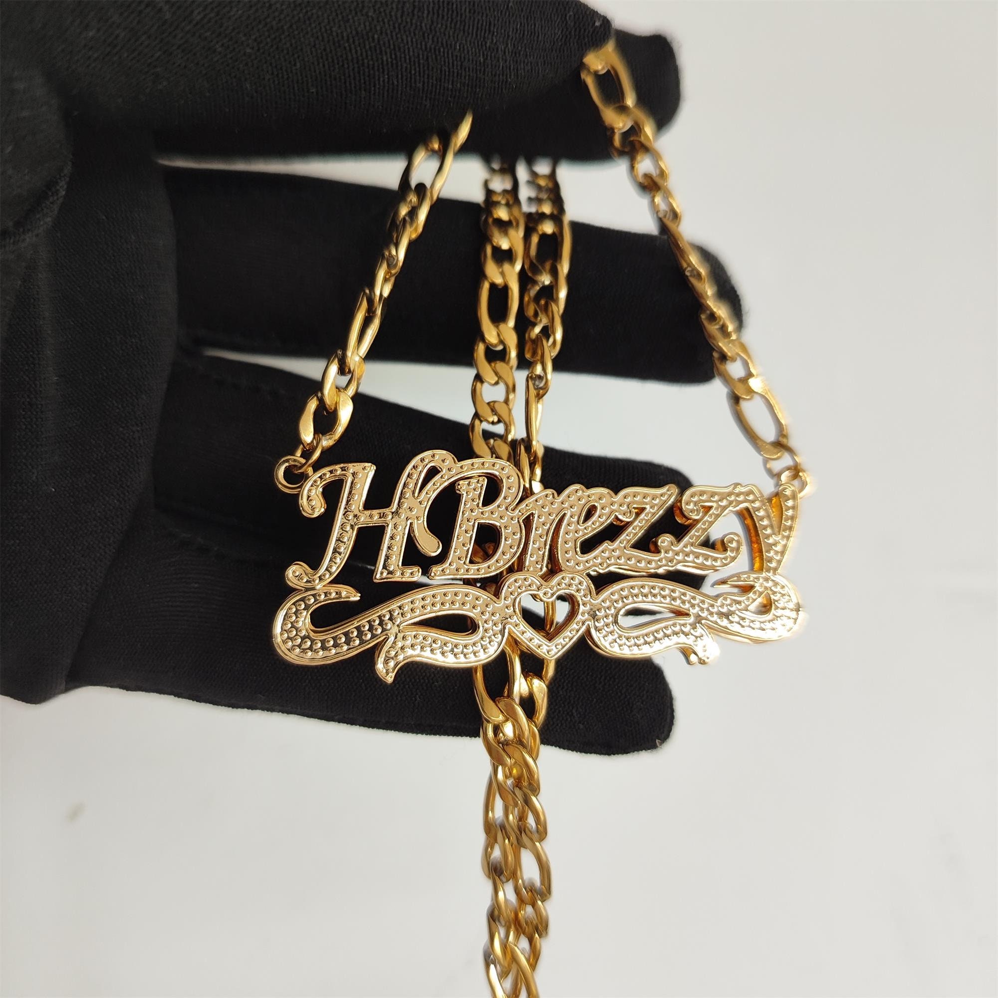 Double Layer Nameplate With Heart, Custom Name Necklace, 3D Double ...