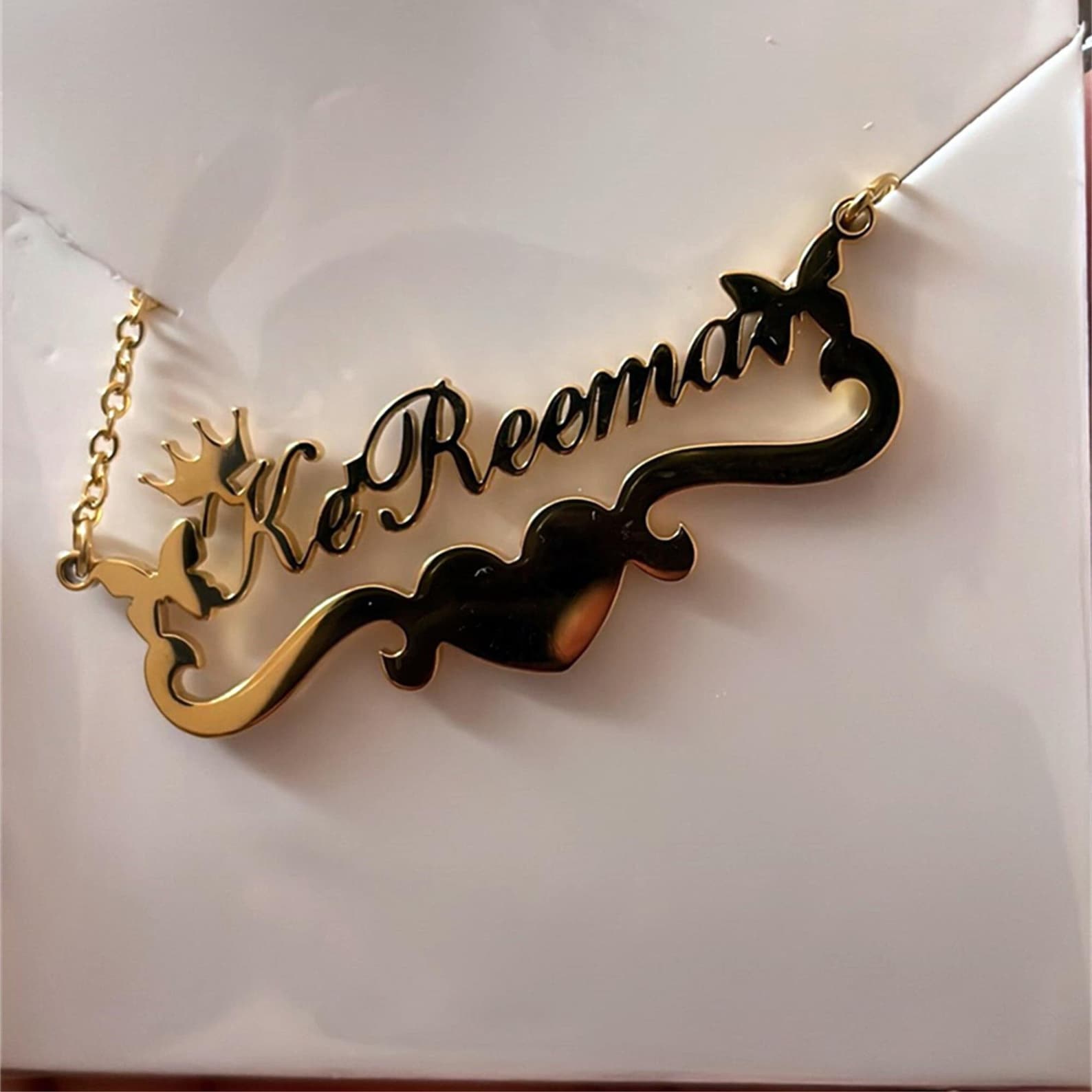 Custom Made Name Necklace for Women, Crown Nameplate Necklace, Name ...