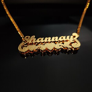 Personalized Double Name Plate Necklace, Gold Name Necklace, Name ...