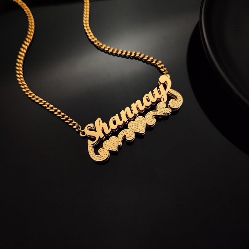 Personalized Double Name Plate Necklace, Gold Name Necklace, Name ...