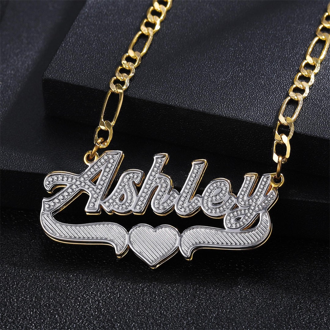 Custom Nameplate Necklace, 18K Gold Filled Nameplate Necklace, 3D Name ...