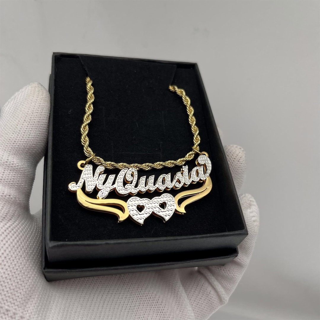 Custom Name Plate Necklace, Name Necklace, Gold Filled Name Plate ...