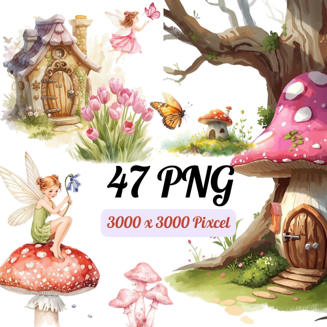 Mushroom Fairy House Clipart Set - Etsy