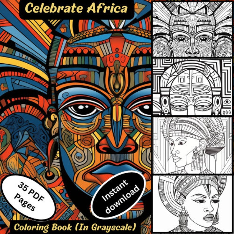 Celebrate Africa: African Art Coloring Book | 35 Pages - Etsy