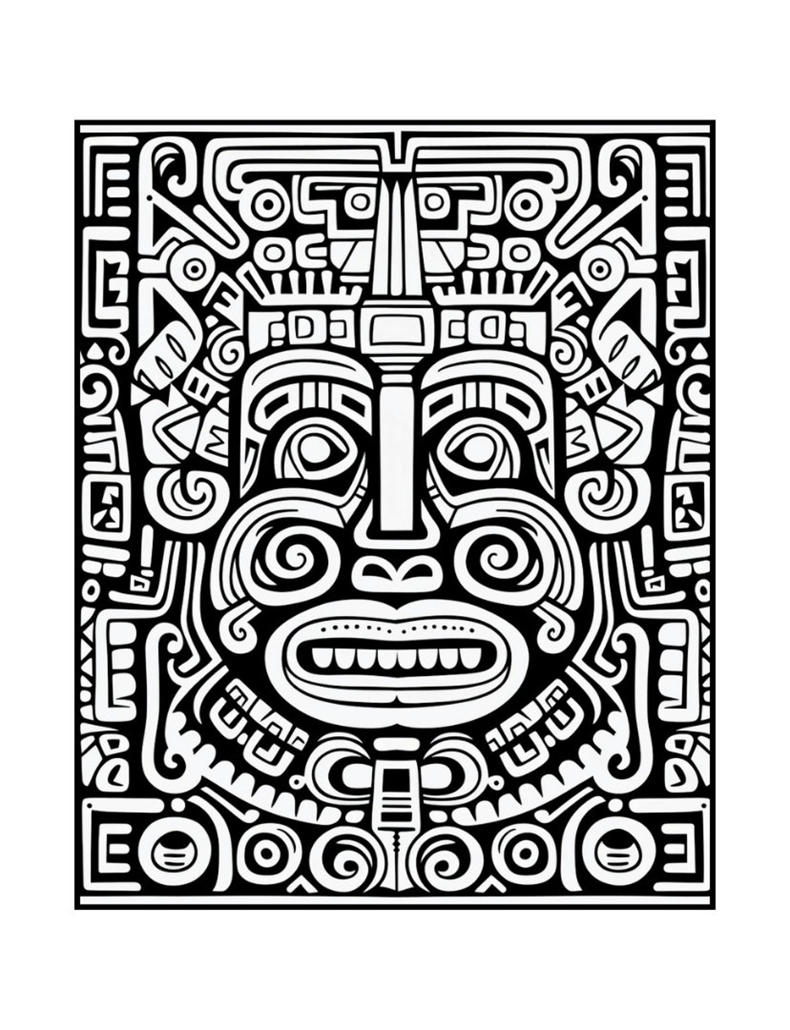 Mayan Art Coloring Book - 50 Pages - Etsy