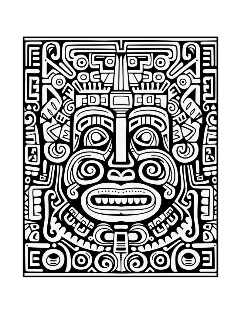 Mayan Art Coloring Book - 50 Pages - Etsy