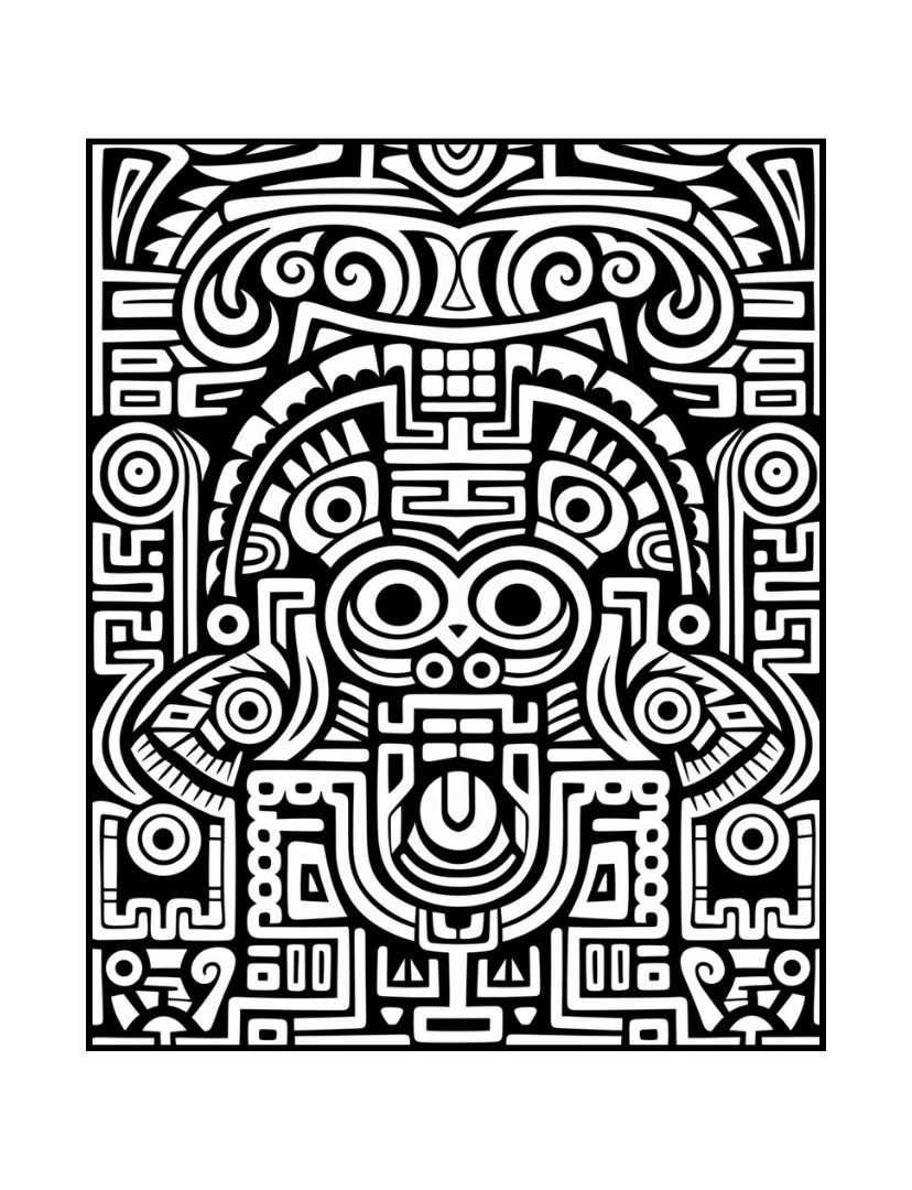 Mayan Art Coloring Book - 50 Pages - Etsy
