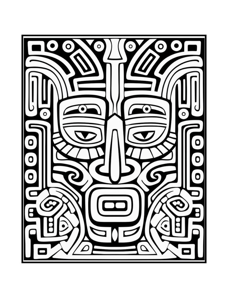 Mayan Art Coloring Book - 50 Pages - Etsy