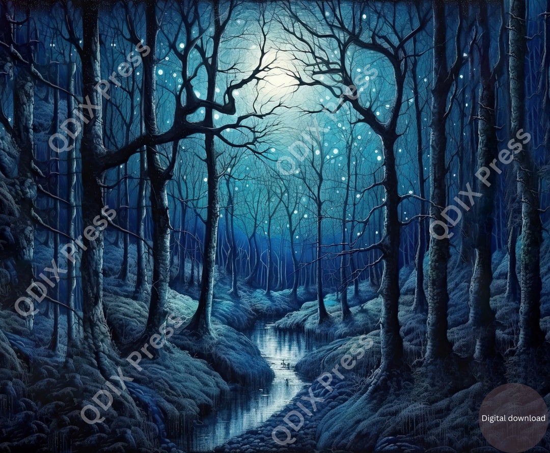 Enchanted Moonlit Woods - Digital Wall Art - Etsy