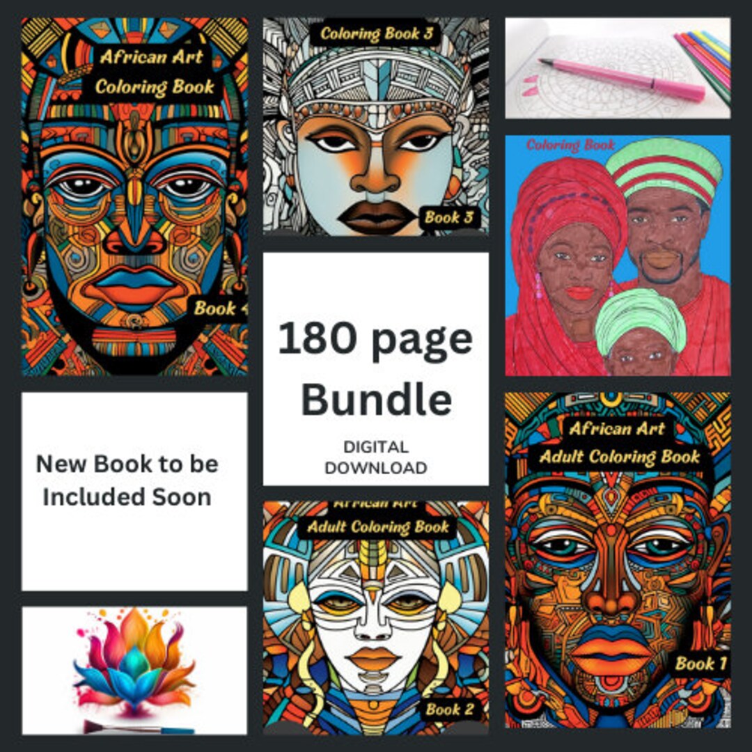 180 Pages Bundle: African Coloring Book Bundle 5 Books With - Etsy