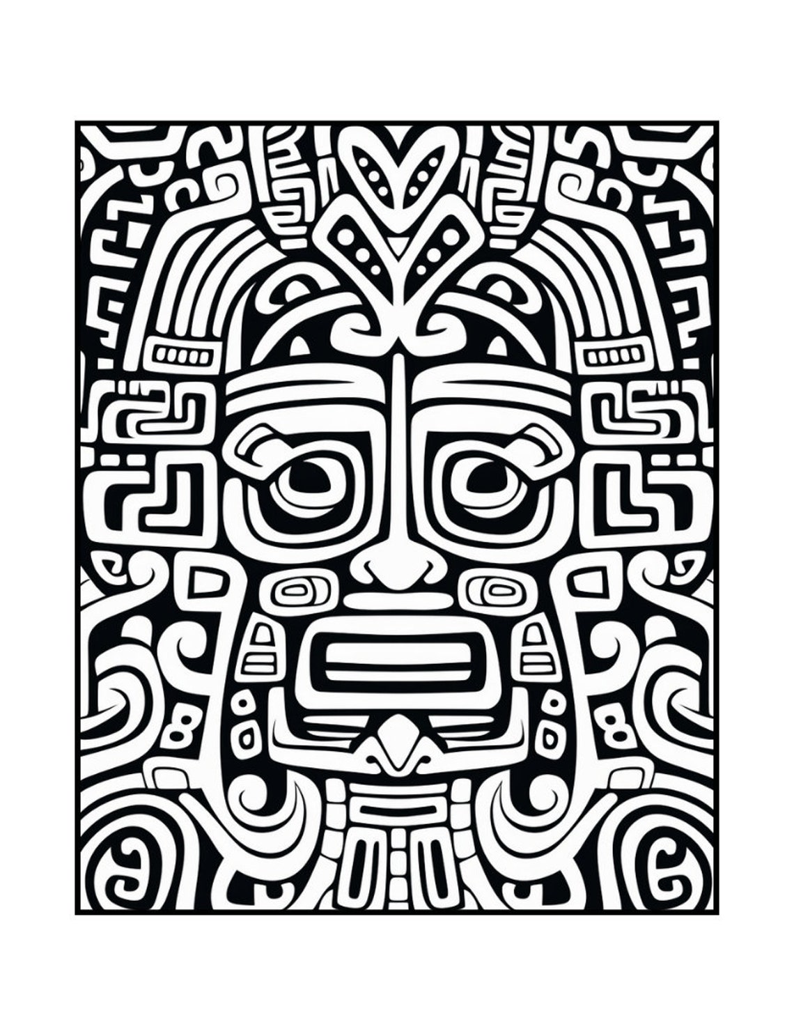Mayan Art Coloring Book - 50 Pages - Etsy