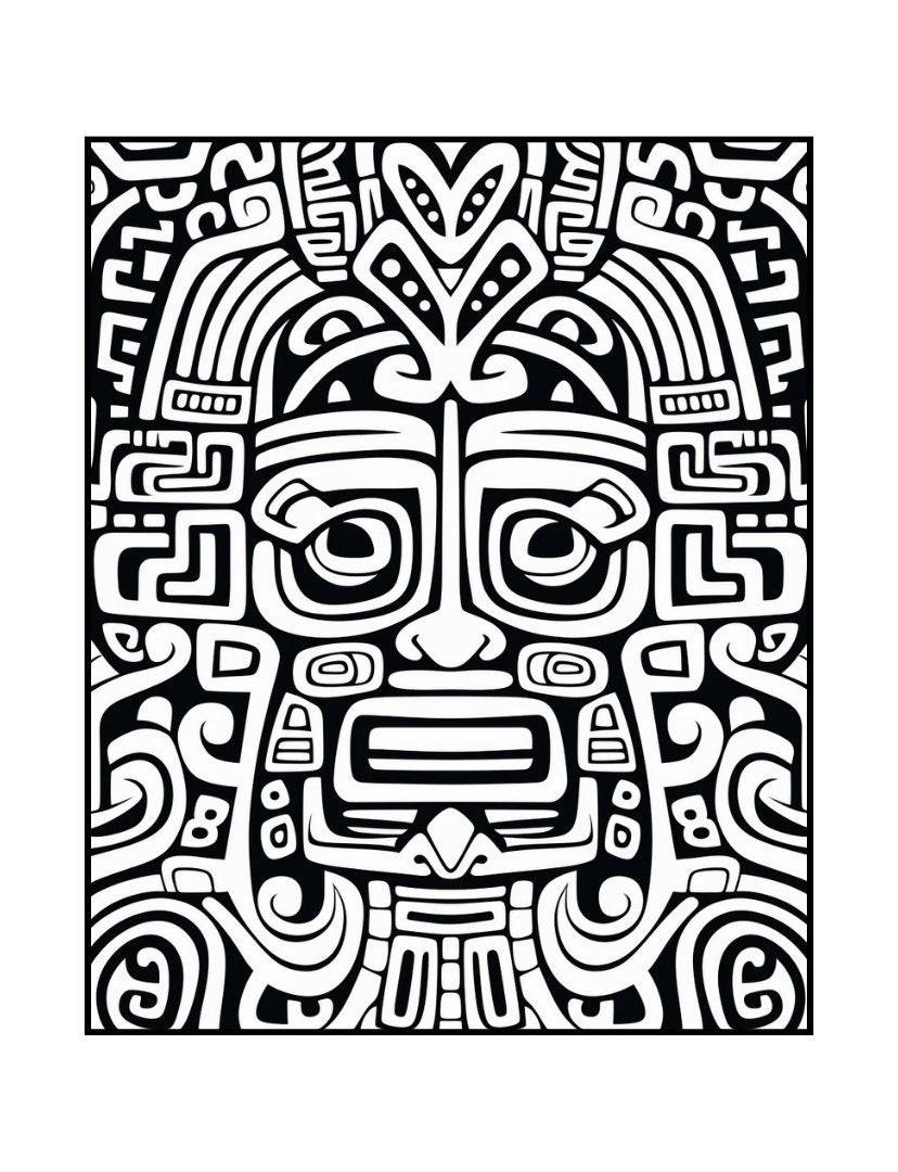 Mayan Art Coloring Book - 50 Pages - Etsy