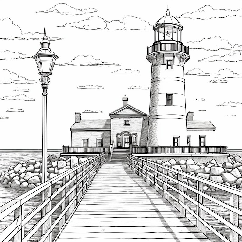 Lighthouse Coloring Book: A Coloring Adventure(50 Pages) - Etsy