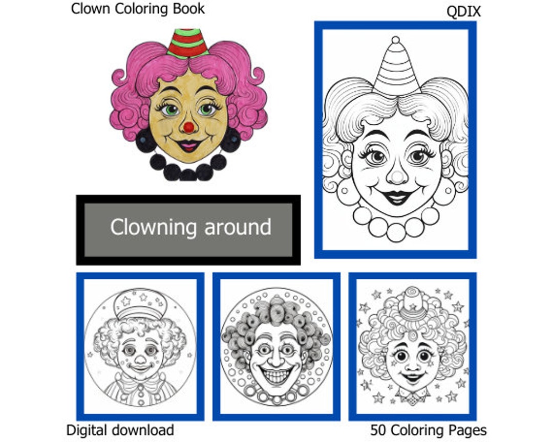 Clowning Around Coloring Book: Clowns(50 Pages) - Etsy