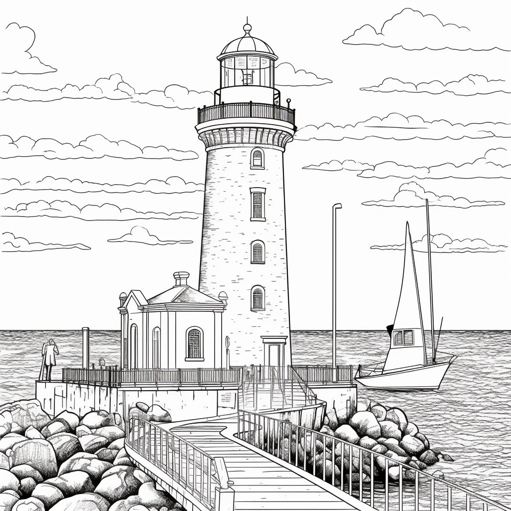 Lighthouse Coloring Book: A Coloring Adventure50 Pages - Etsy