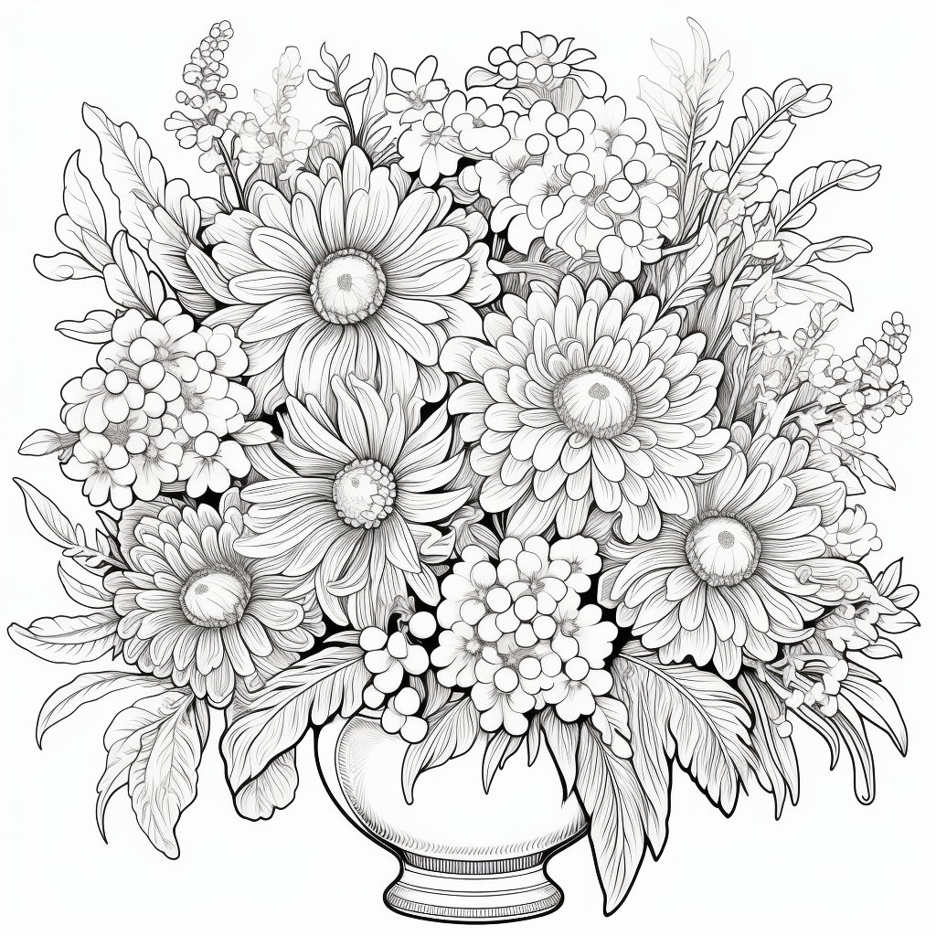 Grayscale Flowers Coloring Book50 Pages - Etsy
