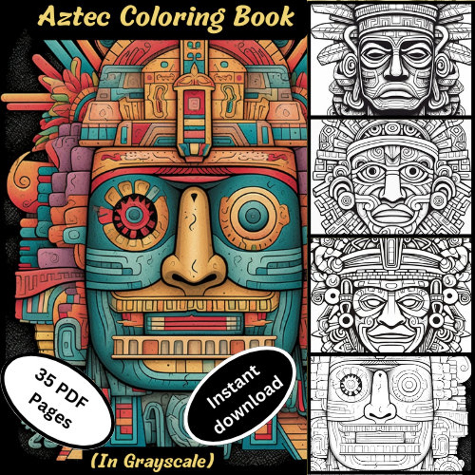 Aztec Coloring Book 2 - Etsy