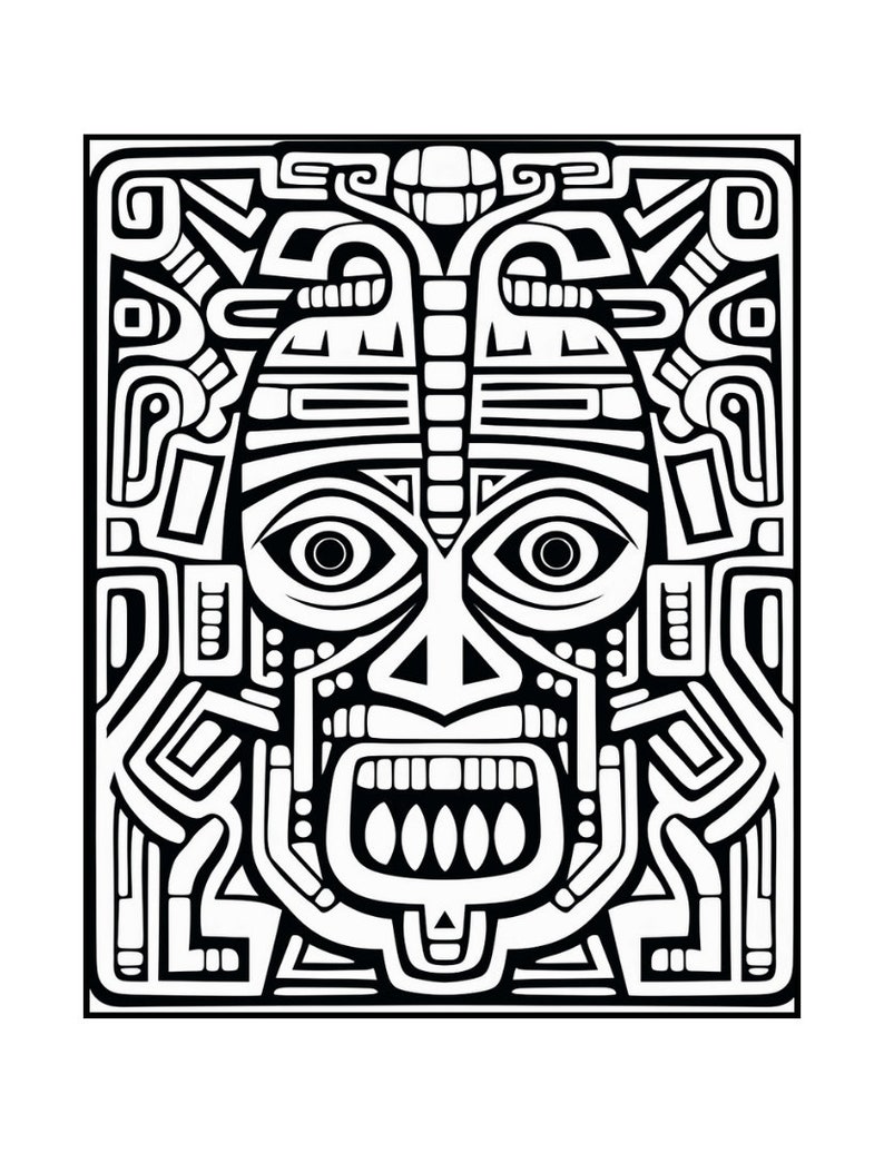 Mayan Art Coloring Book - 50 Pages - Etsy